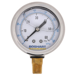 PG25-60-GNL - Boshart PG25-60-GNL - 2-1/2" Liquid Filled Pressure Gauge ...