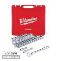 48-22-9010 - Milwaukee 48-22-9010 - 1/2" Drive Ratchet & Socket Set, SAE & Metric (47 Pieces)