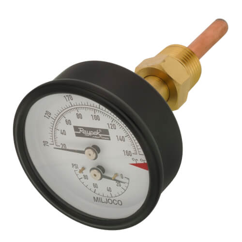 007205F - Raypak 007205F - T&P Gauge 70 to 250F, 0 to 90 PSI, 007205F