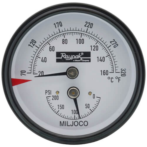 007399F - Raypak 007399F - T&P Gauge 60 to 320F, 0 to 230 PSI, 007399F