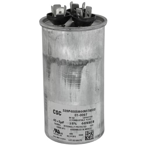 01-0097 - Nordyne 01-0097 - 40/5 MFD Round Dual Capacity Capacitor ...