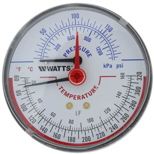 0121662 - Watts 0121662 - LFDPTG-3 3" Pressure & Temperature Gauge (0-200 psi)