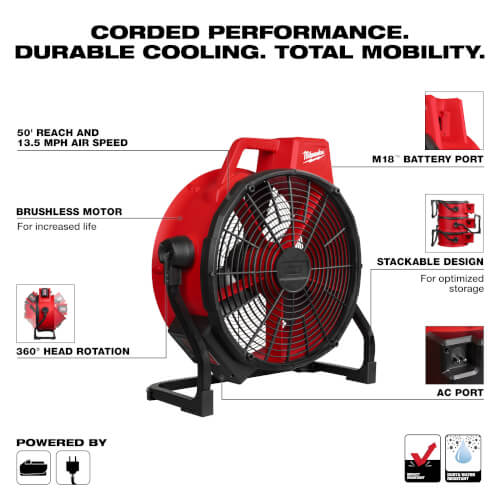 0821-20 - Milwaukee 0821-20 - M18 Brushless 18" Fan