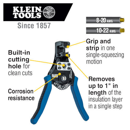 11063W - Klein Tools 11063W - Katapult Wire Stripper & Cutter for 20-8 ...