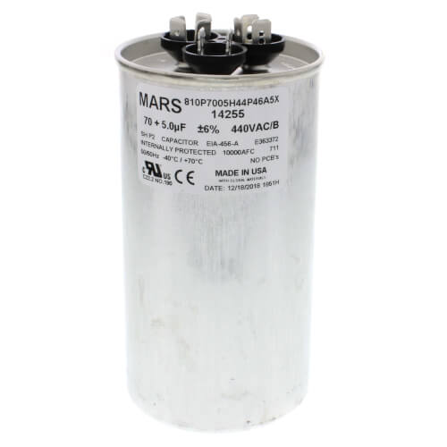 14255 - MARS 14255 - 70/5 MFD Round Run Capacitor (440/370V)