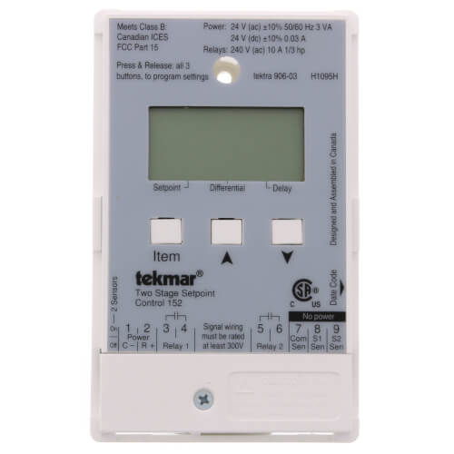 152 - Tekmar 152 - Two Stage Setpoint Control