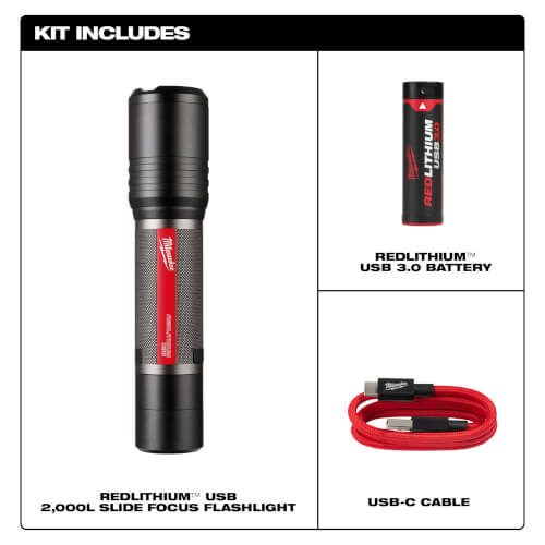 2162-21 - Milwaukee 2162-21 - REDLITHIUM USB Slide Focus Flashlight