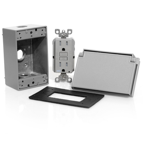 4996-KIT - Leviton 4996-KIT - 1-Gang Weatherproof Receptacle Kit (Gray)