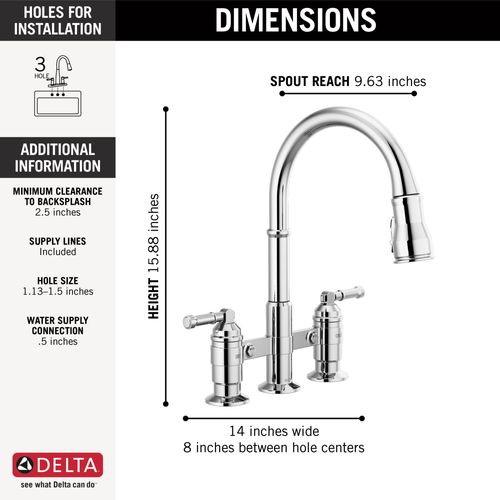 2390L-DST - Delta 2390L-DST - Broderick Two Handle Pull-Down Bridge ...