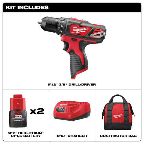 2407-22 - Milwaukee 2407-22 - M12 3/8" Drill/Driver Kit