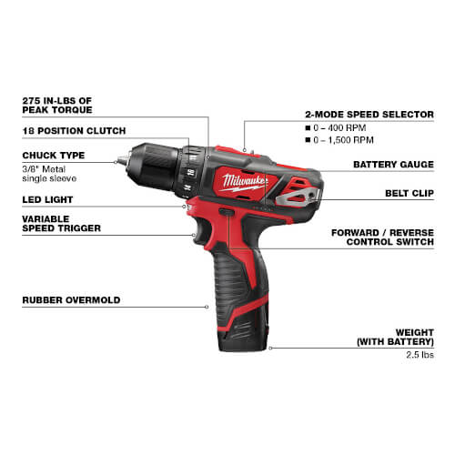 2407-22 - Milwaukee 2407-22 - M12 3/8" Drill/Driver Kit