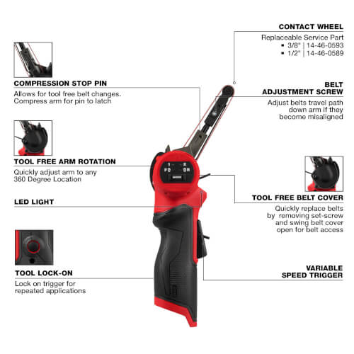 2483-20 - Milwaukee 2483-20 - M12 FUEL 3/8" x 13" Bandfile (Bare Tool)