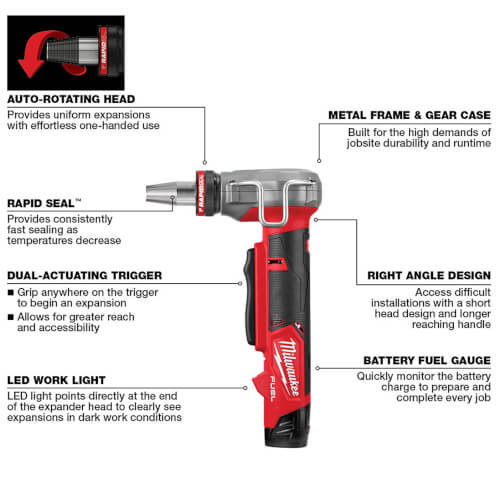 2532-22 - Milwaukee 2532-22 - M12 FUEL ProPEX Expander Kit w/ 1/2"-1 ...