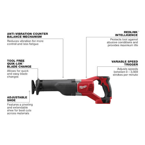 2621-20 - Milwaukee 2621-20 - M18 Cordless Sawzall Reciprocating Saw ...