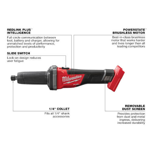 2784-20 - Milwaukee 2784-20 - M18 Fuel 1/4" Die Grinder (Bare Tool Only)