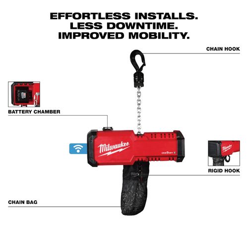 2983-22HD - Milwaukee 2983-22HD - M18 Compact 1-Ton Chain Hoist w/ ONE-KEY