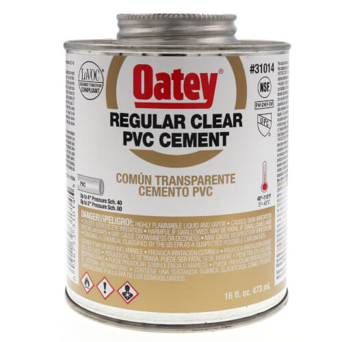 31014 - Oatey 31014 - 16 oz. Solvent Cement PVC Pipe and Fittings (Clear)