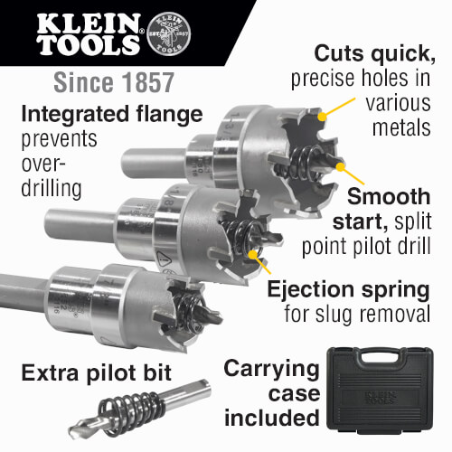 31872 - Klein Tools 31872 - 4-Piece Carbide Hole Cutter Kit
