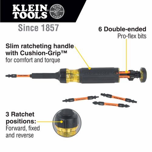 32313HD - Klein Tools 32313HD - 13-in-1 Ratcheting Impact Rated Screwdriver