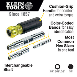32800-KLEIN - Klein Tools 32800-KLEIN - 6-in-1 Heavy Duty Multi-Nut Driver