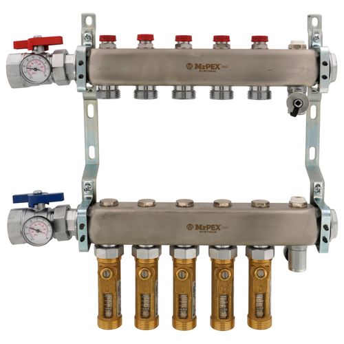 3280500 - Mr. PEX 3280500 - 5 Loop 1-1/2" Stainless Steel Manifold w ...