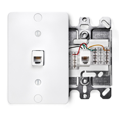 40253-W - Leviton 40253-W - Telephone Wall Phone Jack, 6p4c, Quick ...