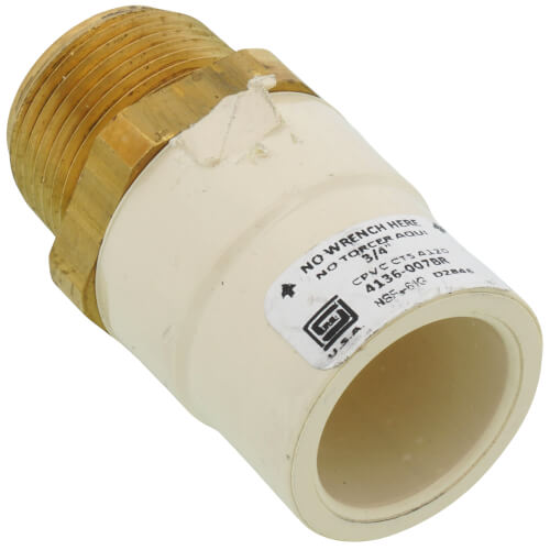 4136-007BR - 4136-007BR - 3/4" CTS CPVC Male Adapter (Brass MIPT x Socket)