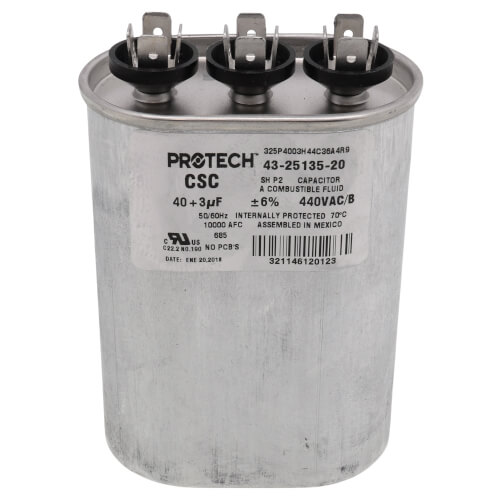 43-25135-20 - Rheem 43-25135-20 - 40/3 MFD Dual Oval Run Capacitor ...