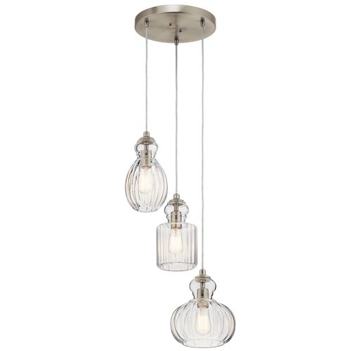 43952NI - Kichler 43952NI - Riviera 10.25" 3 Light Pendant w/ Clear ...
