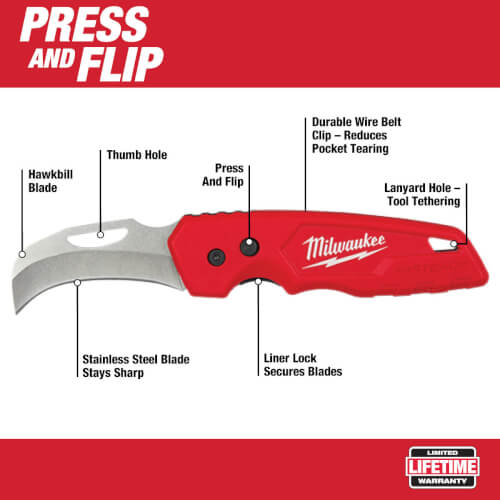 48-22-1525 - Milwaukee 48-22-1525 - Fastback Hawkbill Folding Knife