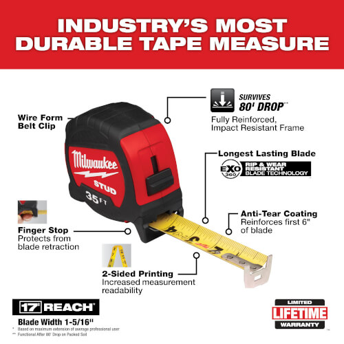 48-22-9735 - Milwaukee 48-22-9735 - 35 ft. STUD Magnetic Tape Measure
