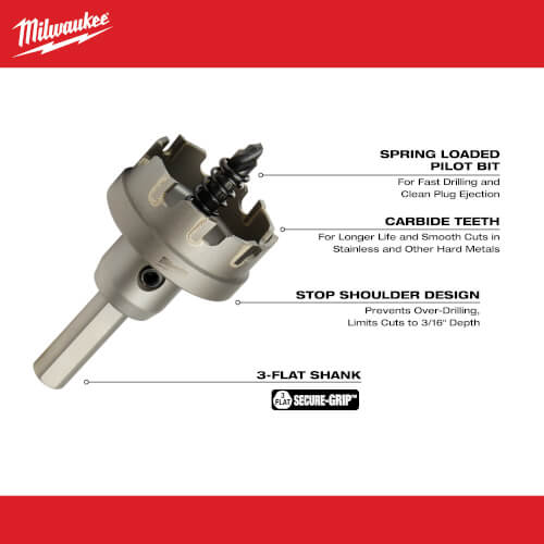 49-57-8627 - Milwaukee 49-57-8627 - 1-1/2" One-Piece Carbide Hole Cutter