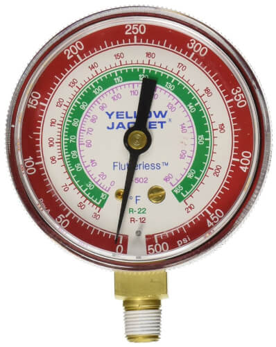 49001 - Yellow Jacket 49001 - 2-1/2" Red Pressure Manifold Gauge, R-12 ...