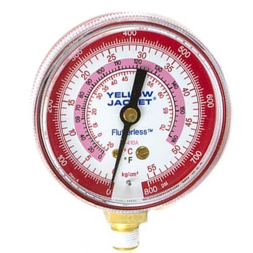 49035 - Yellow Jacket 49035 - 2-1/2" Red Pressure Manifold Gauge, R-410A