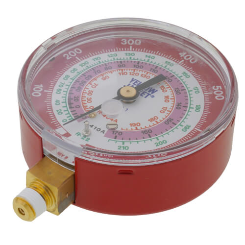49137 - Yellow Jacket 49137 - 3-1/8" Red Pressure Dry Manifold Gauges ...