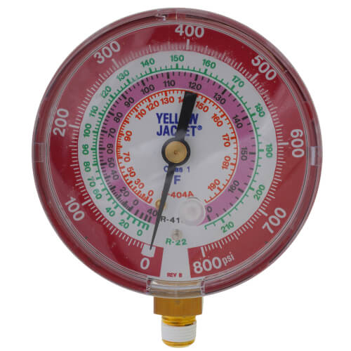 49137 - Yellow Jacket 49137 - 3-1/8" Red Pressure Dry Manifold Gauges ...