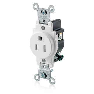 5015-W - Leviton 5015-W - Commercial-Grade Single Receptacle, NEMA 5 ...