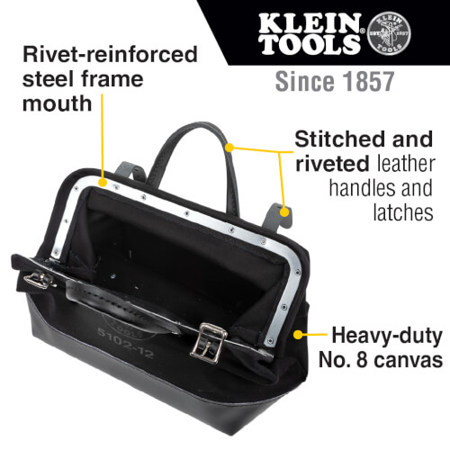 510212BLK - Klein Tools 510212BLK - 12" Black Canvas Tool Bag