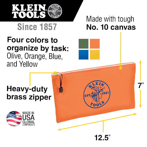 5140 - Klein Tools 5140 - 4-Pack Canvas Tool Pouch Zipper Bags Olive ...