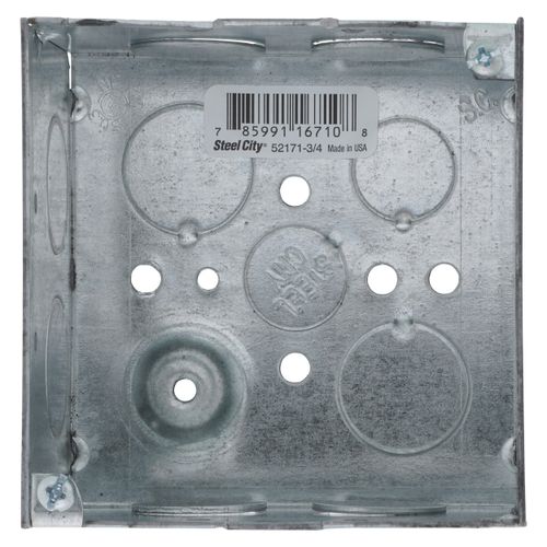 52171-3/4 - Steel City 52171-3/4 - 4" x 2-1/8" Deep Square Box w/ 3/4 ...