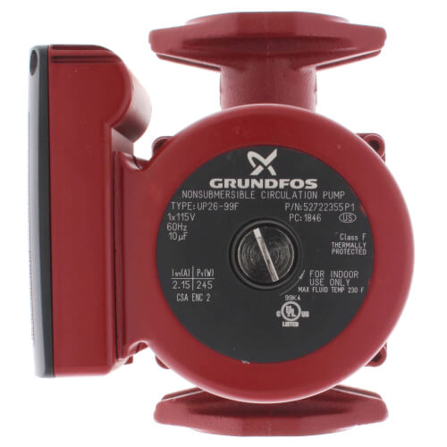 Grundfos Circulator Pump – UP26-99F – 1/6 HP – 52722355 - SupplyHouse.com