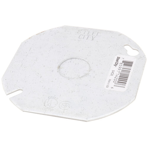 54-C-6 - Steel City 54-C-6 - 4" Octagon Box Cover, Flat w/ 1/2" Knockout