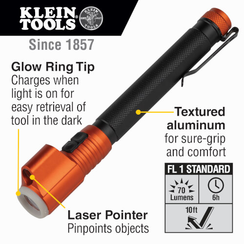 56026R - Klein Tools 56026R - Inspection Penlight w/ Class 3R Red Laser ...