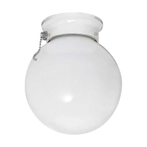 60-712 - Nuvo 60-712 - 1 Light 6" Ceiling Fixture White Ball w/ Pull ...