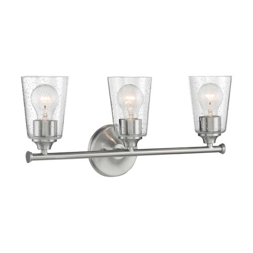 60-7183 - Nuvo 60-7183 - Bransel 3 Light Vanity Fixture Brushed Nickel Finish w/ Clear Seeded Glass
