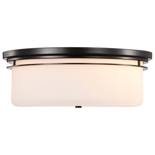 60-8034 - Nuvo 60-8034 - Warren 15 Inch Flush Mount Gun Metal w/ Satin White Glass