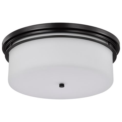 60-8034 - Nuvo 60-8034 - Warren 15 Inch Flush Mount Gun Metal w/ Satin White Glass