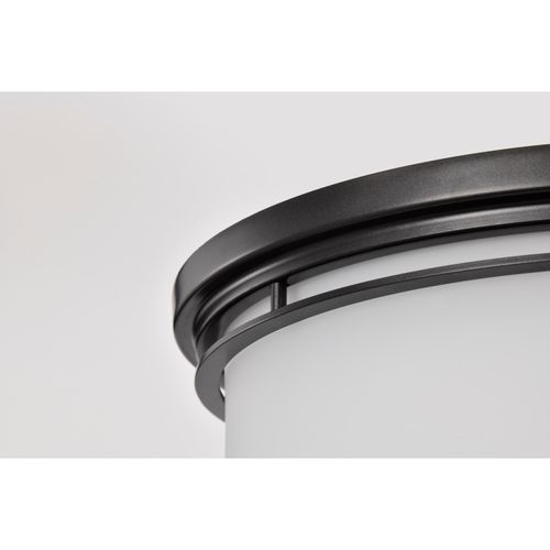 60-8034 - Nuvo 60-8034 - Warren 15 Inch Flush Mount Gun Metal w/ Satin White Glass