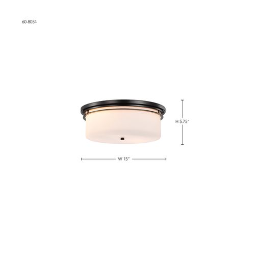 60-8034 - Nuvo 60-8034 - Warren 15 Inch Flush Mount Gun Metal w/ Satin White Glass