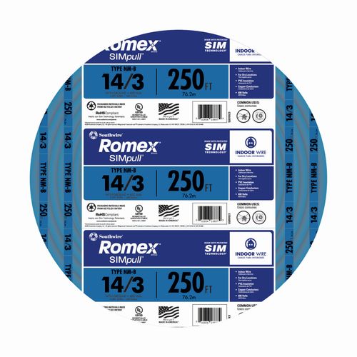63946955 - Southwire 63946955 - 14-3 Blue Romex SIMpull Type NM-B Cable ...